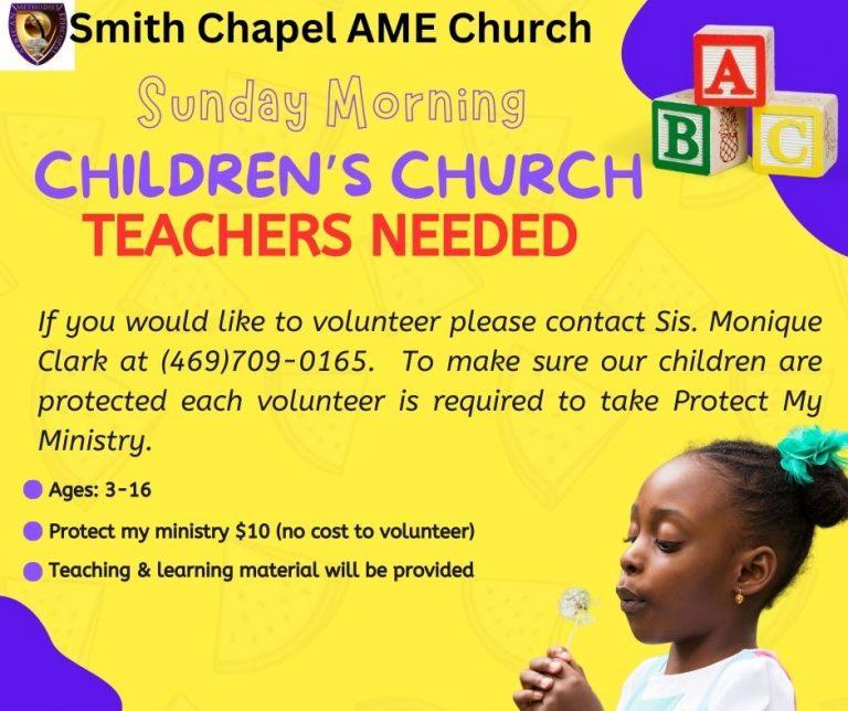 Children's Ministry - HELP WANTED!!! - Smith Chapel AME